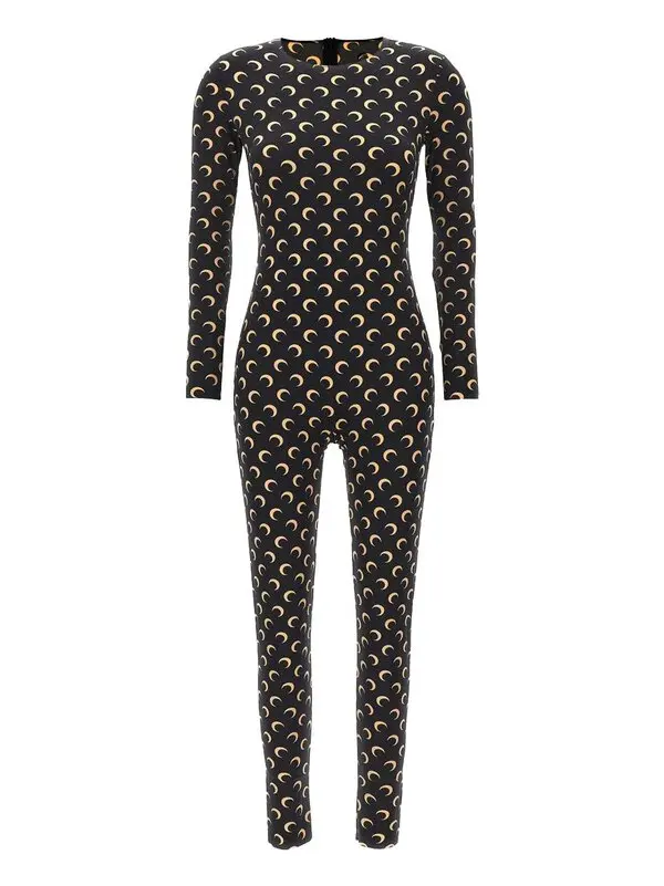 MARINE SERRE Moon Printed Catsuit - Black