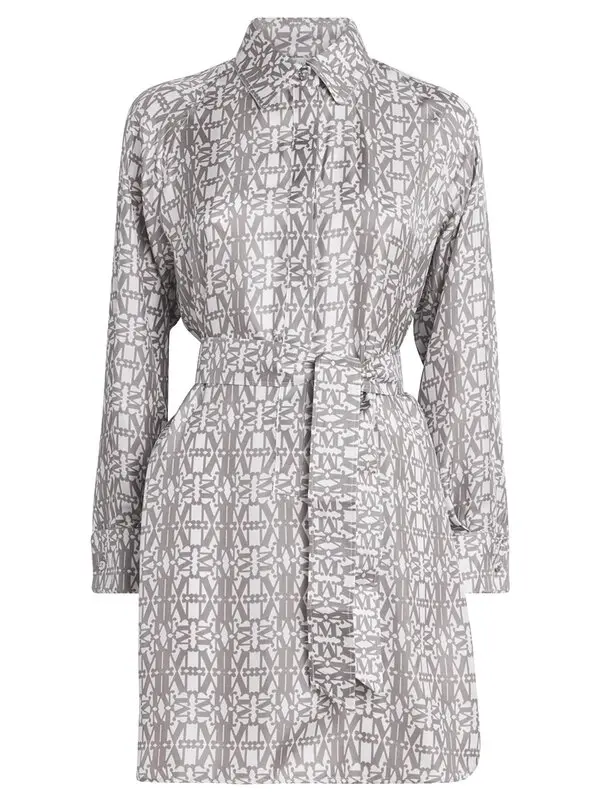 Max Mara Silk Monogram Mini Dress - White