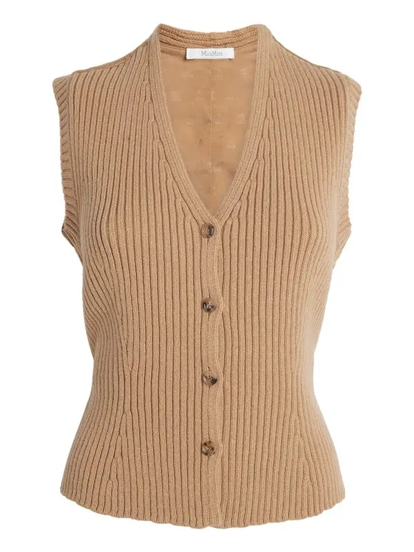 Max Mara Wool-cashmere-blend Knitted Gilet - Beige