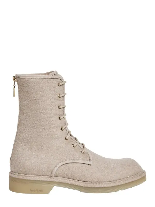 Max Mara Cashmere Combat Ankle Boots - Beige
