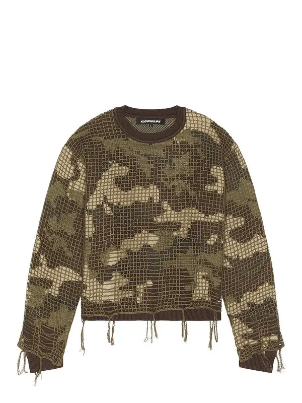 KODY PHILLIPS Netted Pullover Sweater - Camo