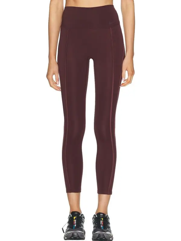 Nike High Waisted 7/8 Legging In Burgundy - Burgundy Crush & Burgundy Ash
