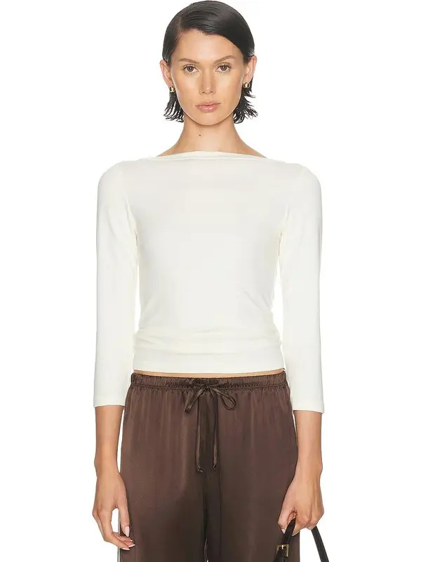 Donni. Baby Rib Boatneck Top - Creme
