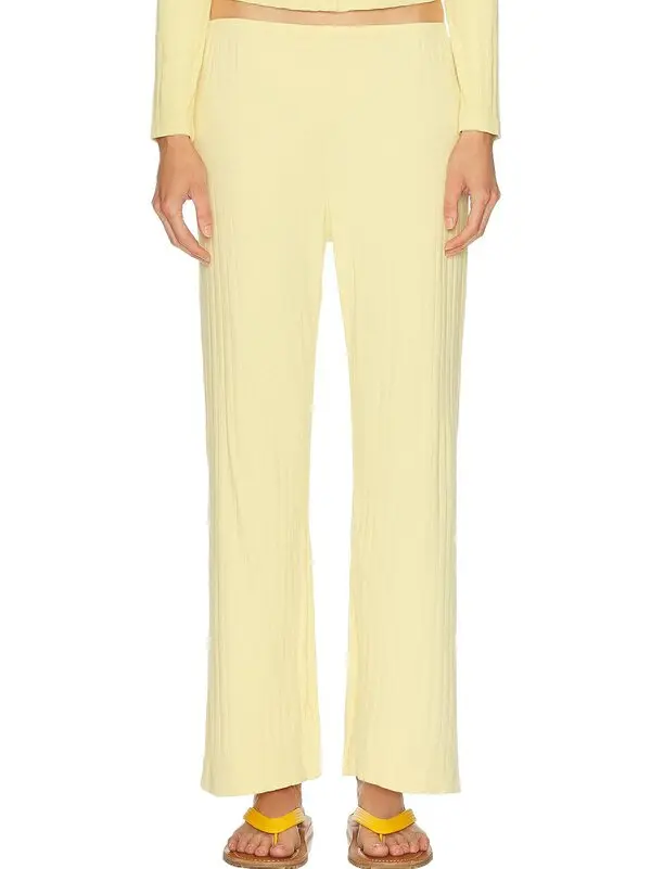 Donni. The Pointelle Simple Crop Pant - Butter