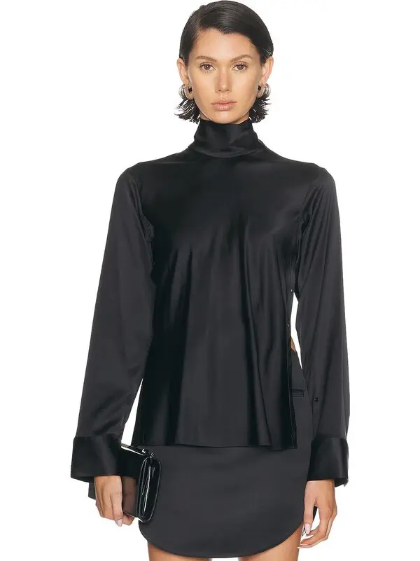 COURREGES Off-shoulder Satin Top - Black