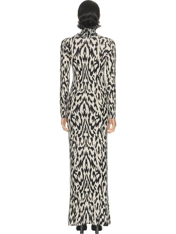 Brandon Maxwell Camille Turtleneck Dress - Abstract Leopard