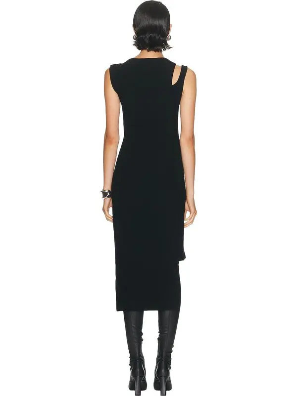 COURREGES Oblique Square Rib Dress - Black