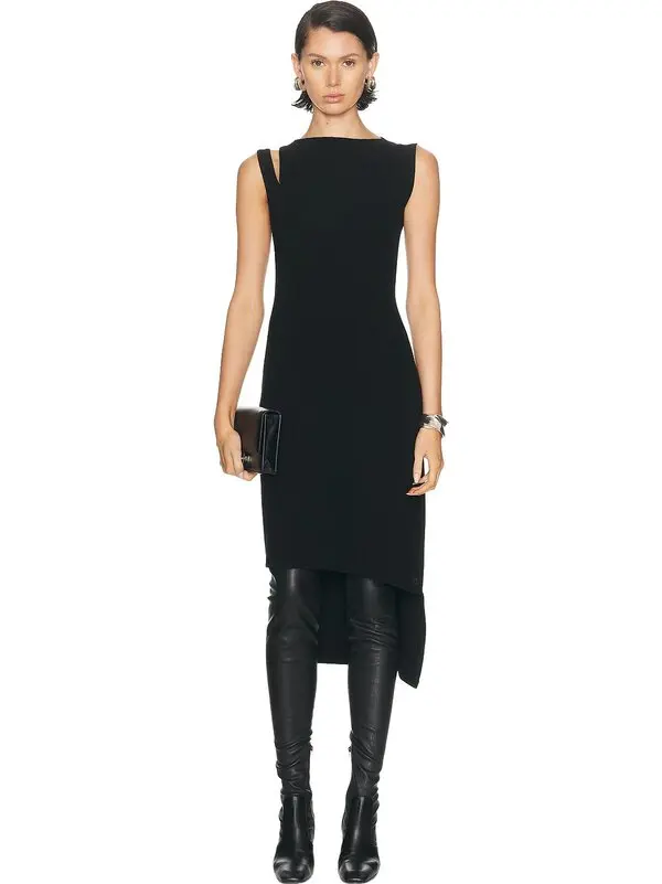COURREGES Oblique Square Rib Dress - Black