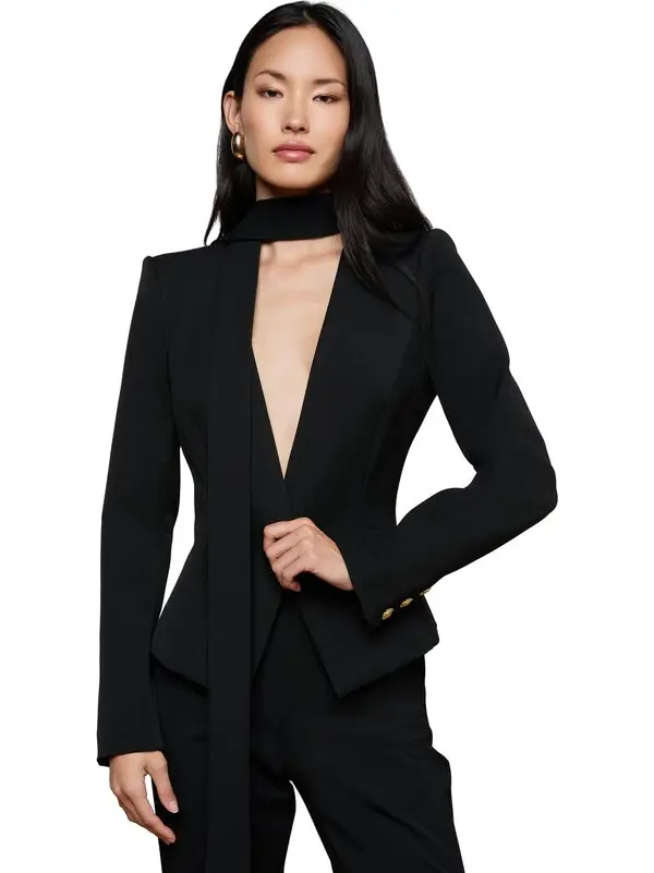 L'Agence Romy Tie Neck Blazer - Black
