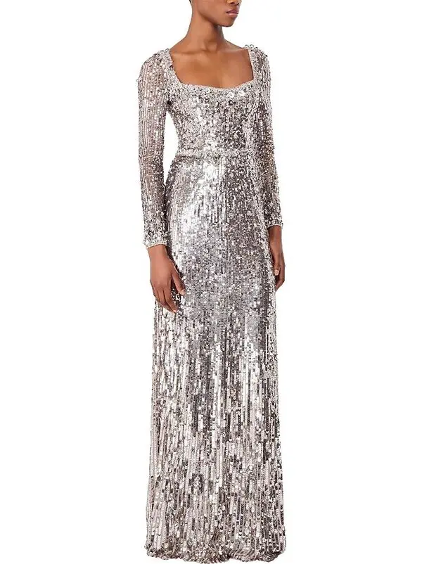 Jenny Packham Sequin-embellished Maxi Gown - Ammonite