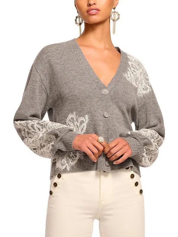 Ramy Brook Perry Wool & Cashmere Cardigan Sweater - Heather Grey