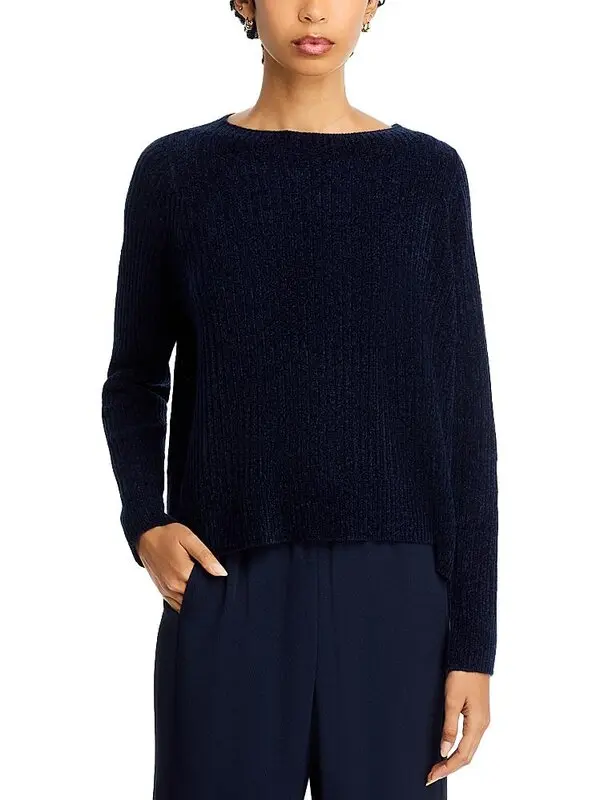 Eileen Fisher Chenille Blend Square Armhole Sweater - Ink