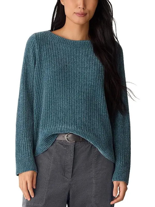 Eileen Fisher Chenille Blend Square Armhole Sweater - Sea Spray