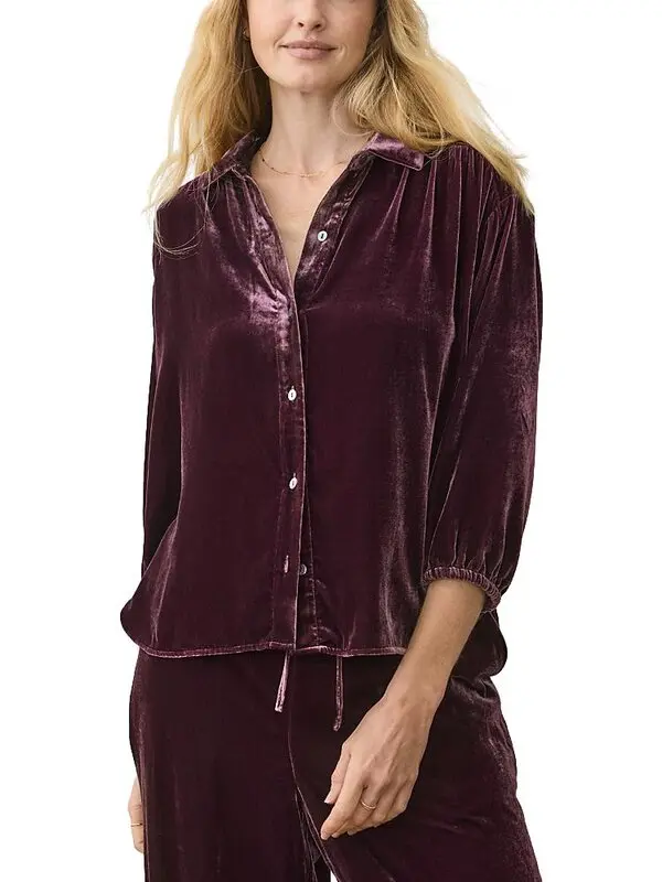 Marine Layer Bella Oversized Velvet Shirt - Fig