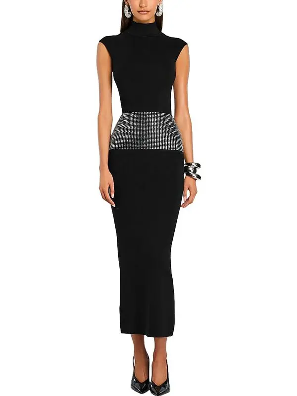 Retrofete Embellished Knit Maxi Dress - Black/silver