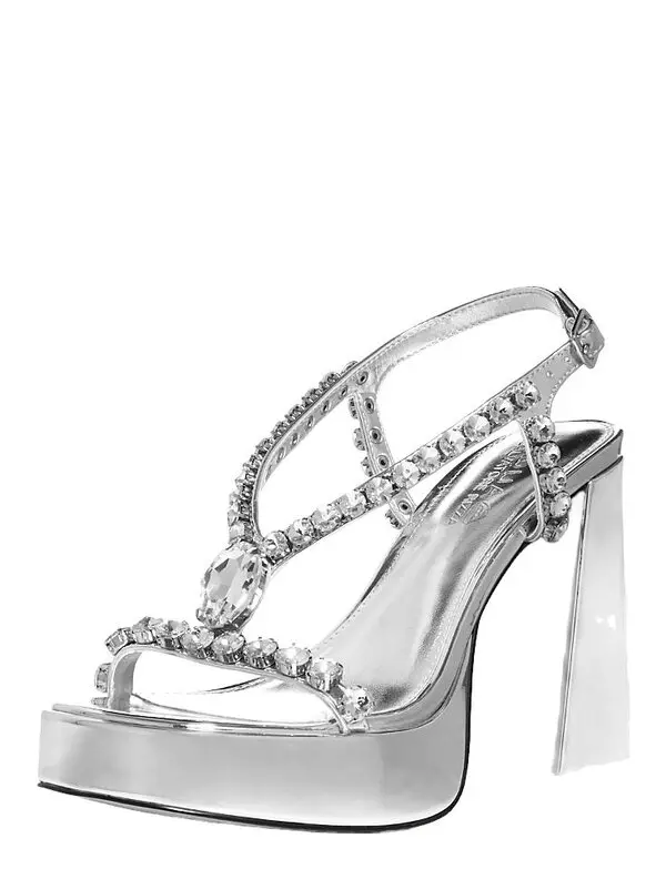 Aqua Platform High Heel Sandals - Silver