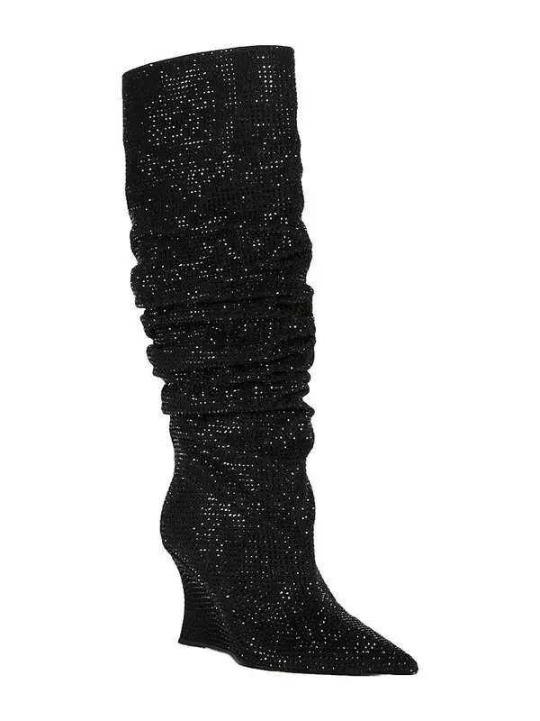 Aqua Glam Slouch Boots - Black