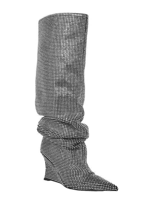 Aqua Glam Slouch Boots - Silver