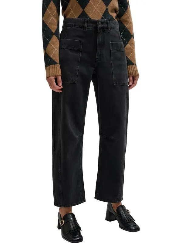 ME+EM Patch Pocket Straight Leg Jeans - Black Wash