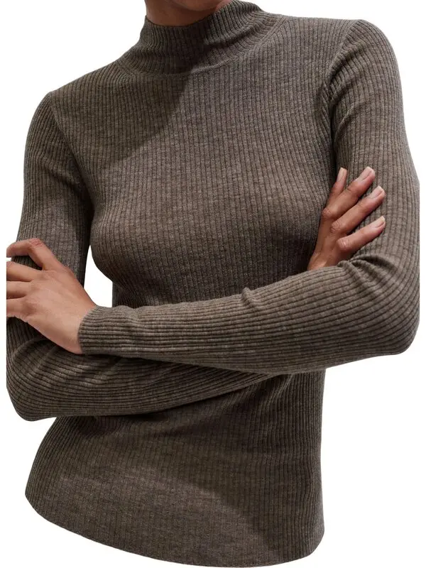 ME+EM Slim Layering Jumper - Pebble Brown