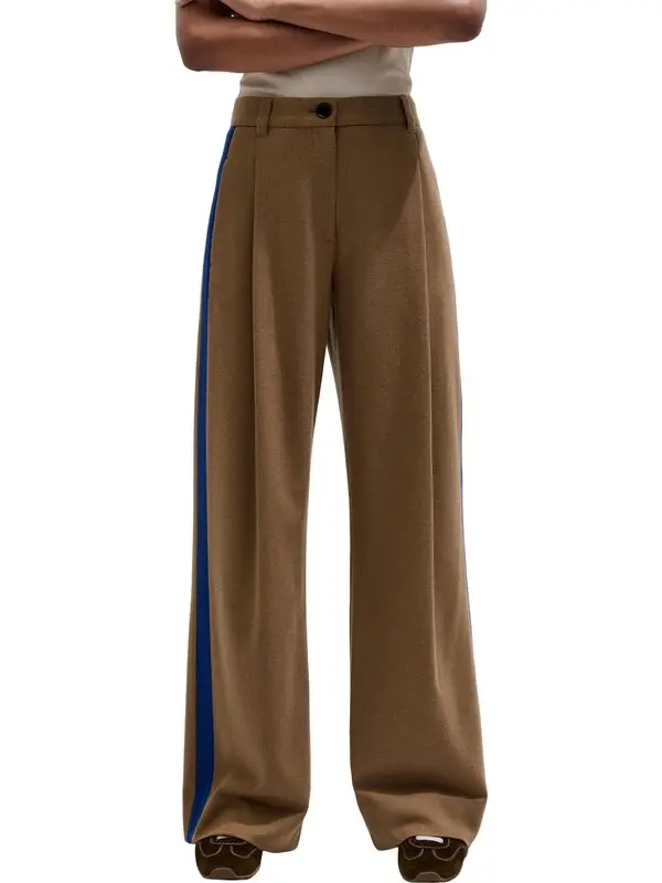ME+EM Wool Straight-leg Pleat Front Trousers - Camel