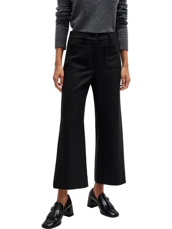 ME+EM Patch Pocket Cropped Kick Flare Trousers - Black