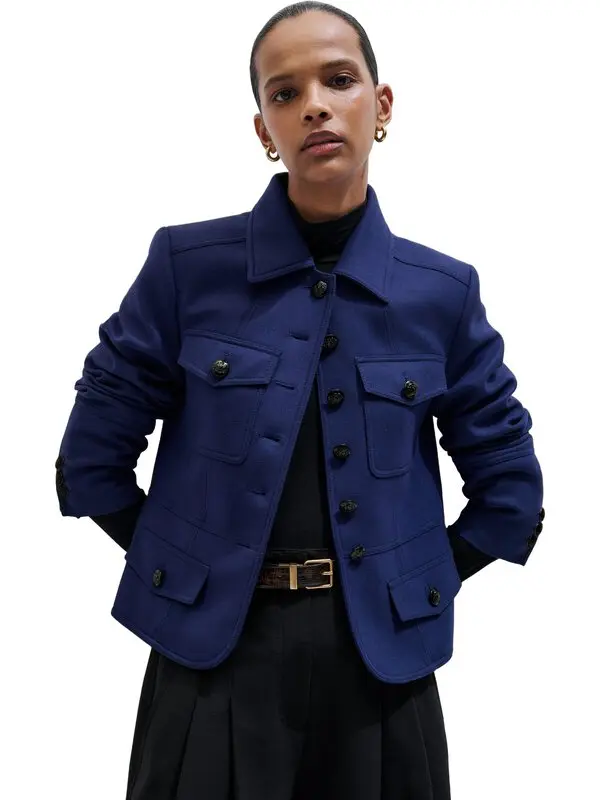 ME+EM Fitted Military Jacket - Jewel Blue