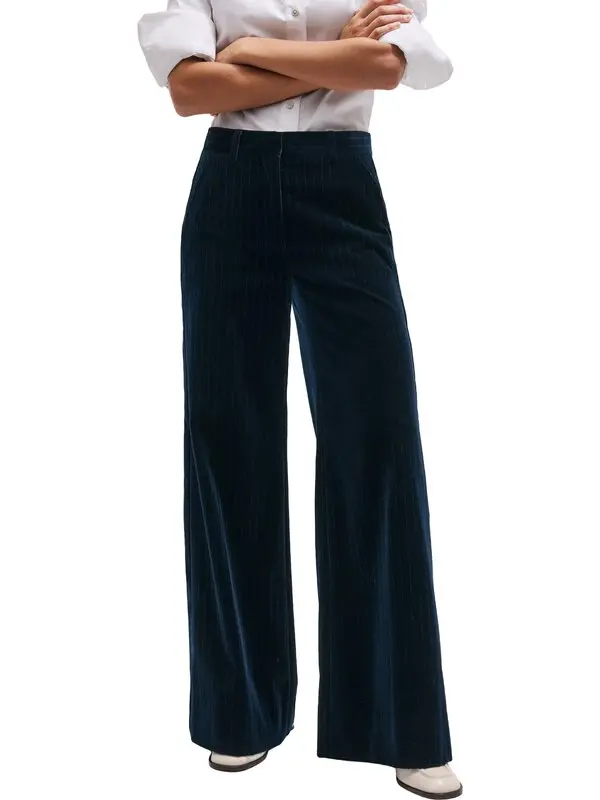 ME+EM Pinstripe Wide-leg Pant - Navy