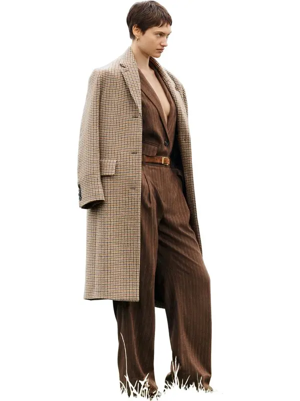 ME+EM Heritage Overcoat - Camel/cream/charcoal