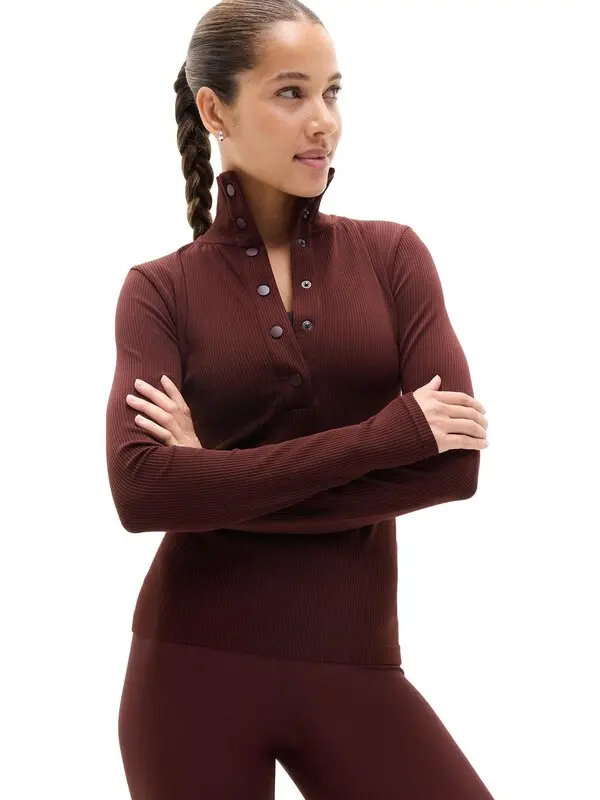 Athleta Flurry Seamless Henley - Garnet