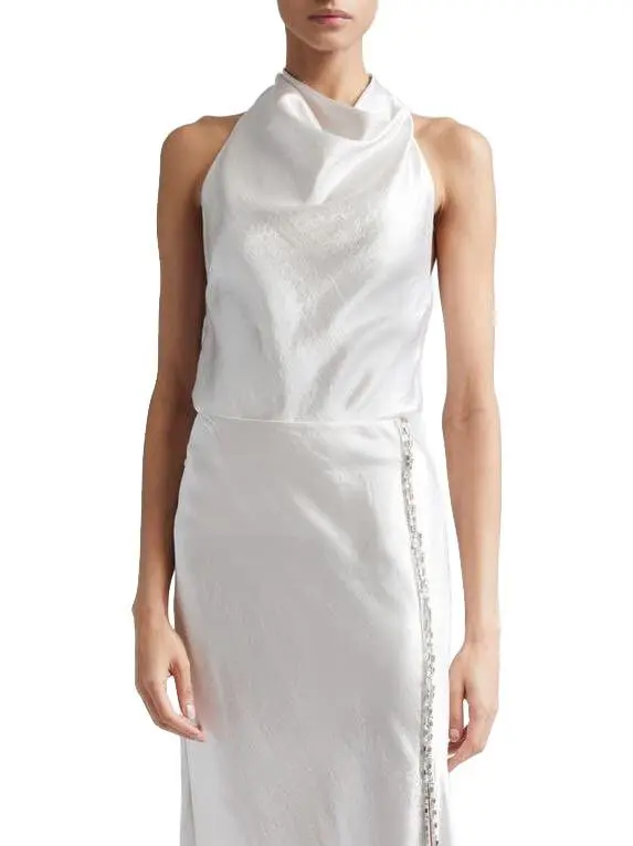 JASON WU Embellished Cowl Back Halter Top - Oyster
