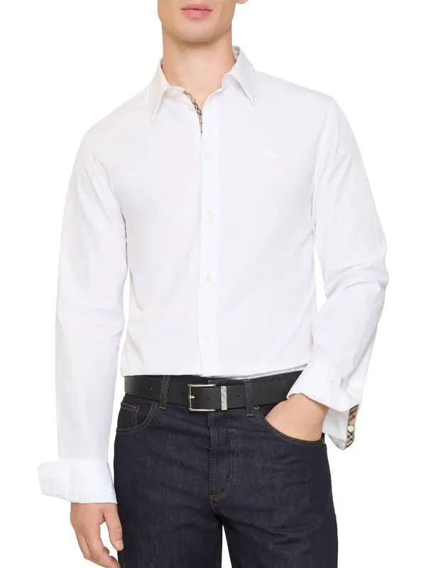 Burberry Regular Fit Cotton Poplin Shirt - Optic White