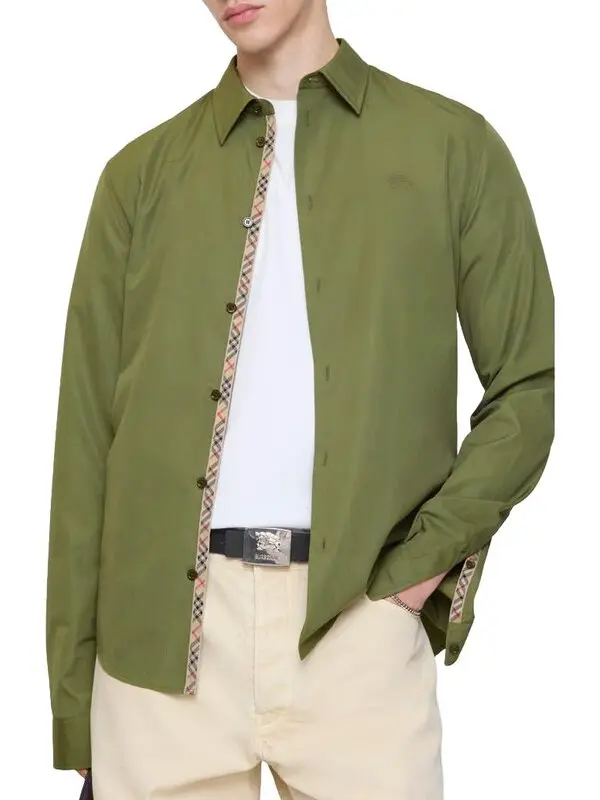 Burberry Regular Fit Cotton Poplin Shirt - Pasture Green