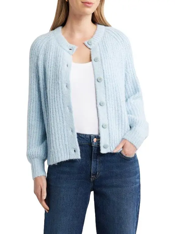 Caslon Metallic Shaker Stitch Cardigan - Blue Skyway