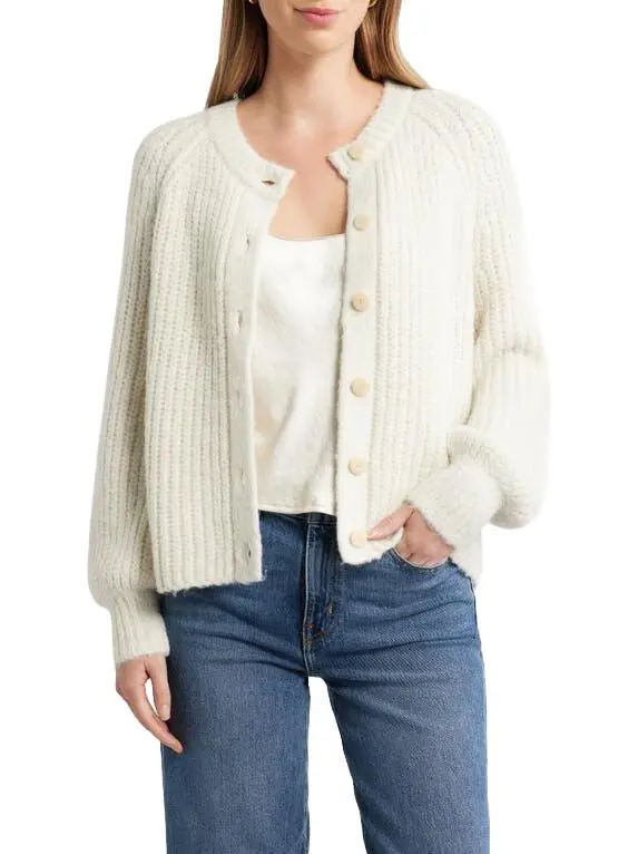 Caslon Metallic Shaker Stitch Cardigan - Ivory Pristine