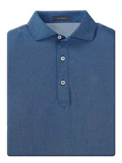 TURTLESON Clarence Mini Diamond Jacquard Performance Polo - Navy