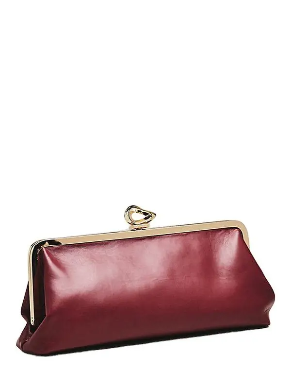 Anthropologie Claire Vegan-leather Turnlock Clutch - Wine