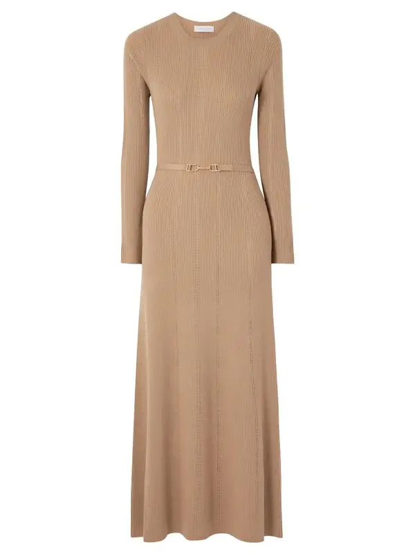 Gabriela Hearst Imagene Ribbed Wool Midi Dress - Brown