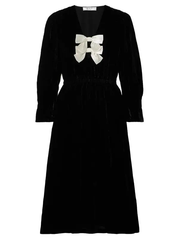 Sea Seraphine Satin-trimmed Velvet Midi Dress - Black