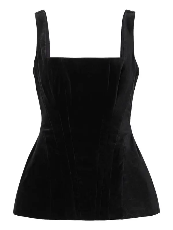 Costarellos Cotton-velvet Bustier Top - Black