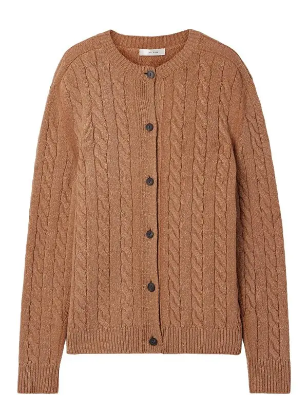 THE ROW Loneke Cable-knit Wool Cardigan - Neutrals