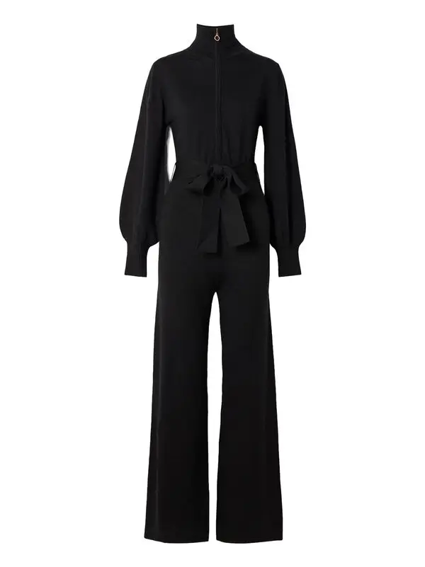 WE NORWEGIANS Geilo Belted Merino Wool Jumpsuit - Black