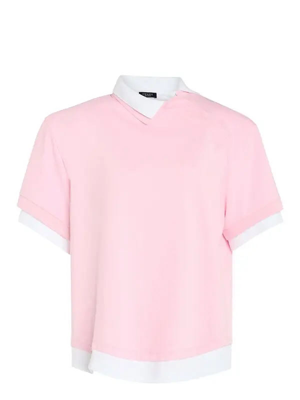 A.W.A.K.E. Mode Padded Cotton Double-collar Rugby Top - Pink