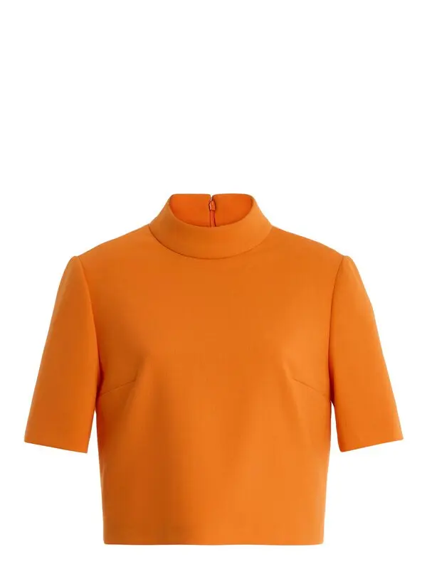 Carolina Herrera Tailored Bi-stretch Wool Mockneck Top - Orange