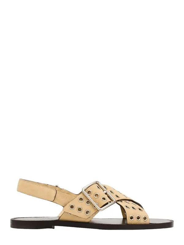 Tory Burch Suede Crisscross Slingback Sandals - Praline