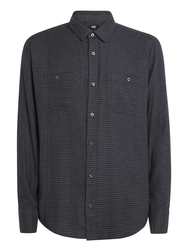 Paige Cotton-blend Check Everett Shirt - Navy
