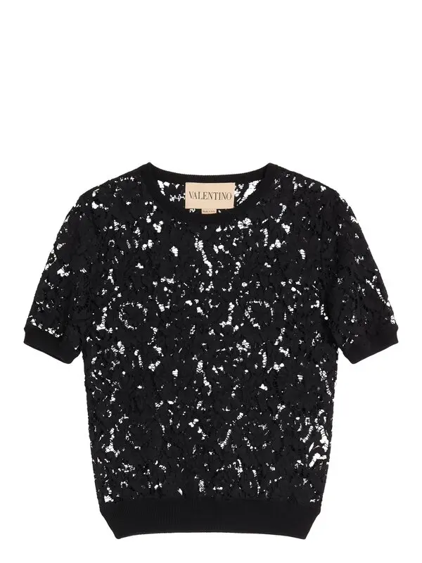 Valentino Garavani Lace Sweater Top - Black