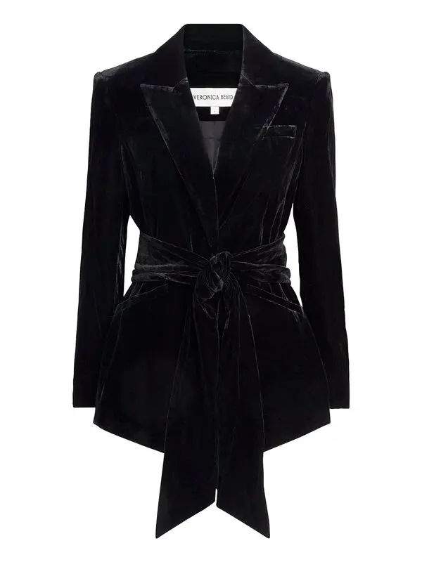 Veronica Beard Velvet Belted Blazer - Black