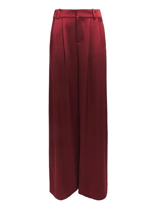 Alice + Olivia Satin Kennedy Wide-leg Trousers - Burgundy