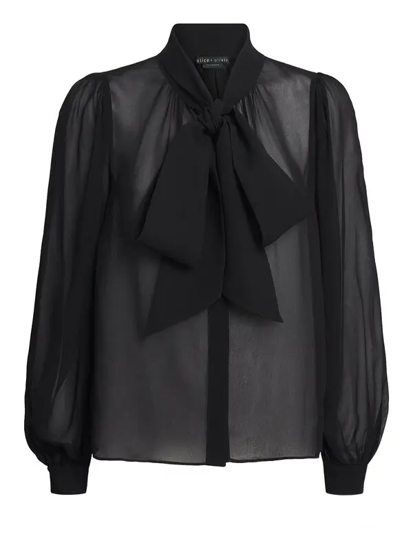 Alice + Olivia Brentley Semi-sheer Blouse - Black